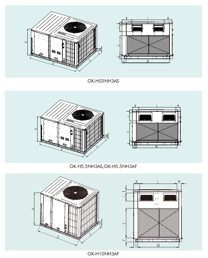 gree 220v 60hz rooftop package air conditioner
